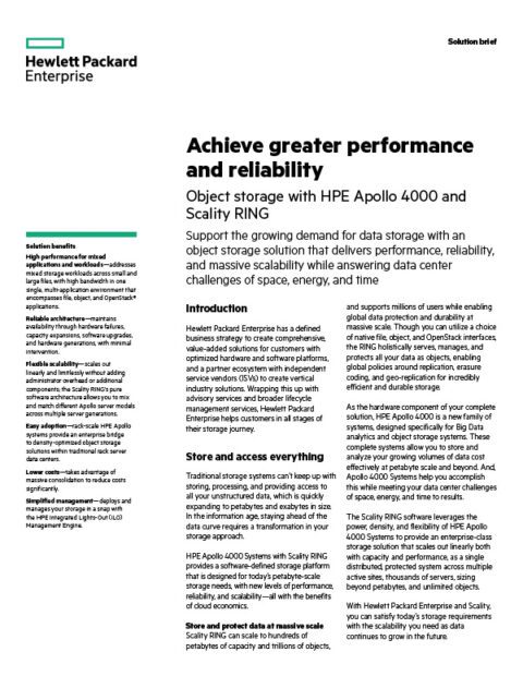 HPE Object Storage & Greenlake Big Data Solutions | Scality